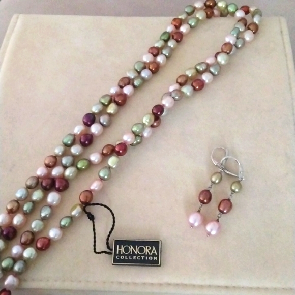 Honora | Jewelry | Honora 52 Multicolor Pearl Necklace With Matching ...